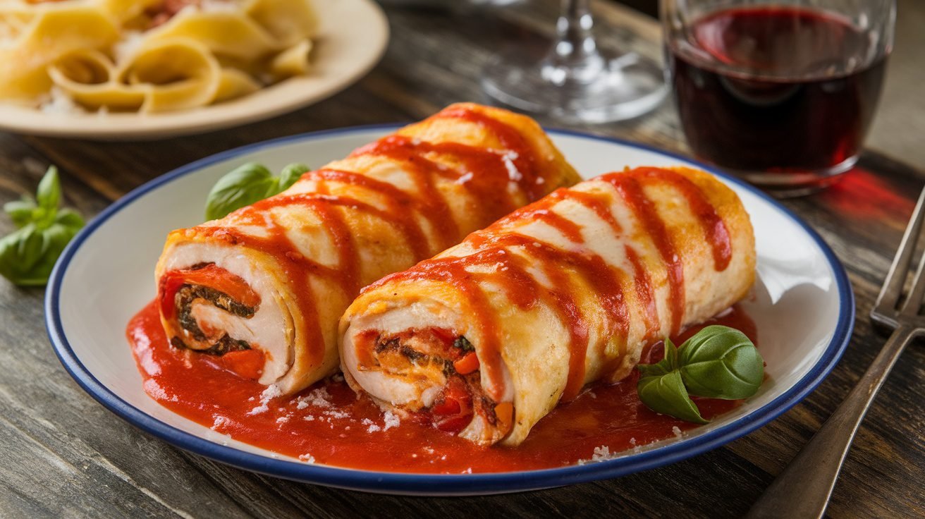Chicken and Roasted Pepper Rollatini Recipe - Food Blasts