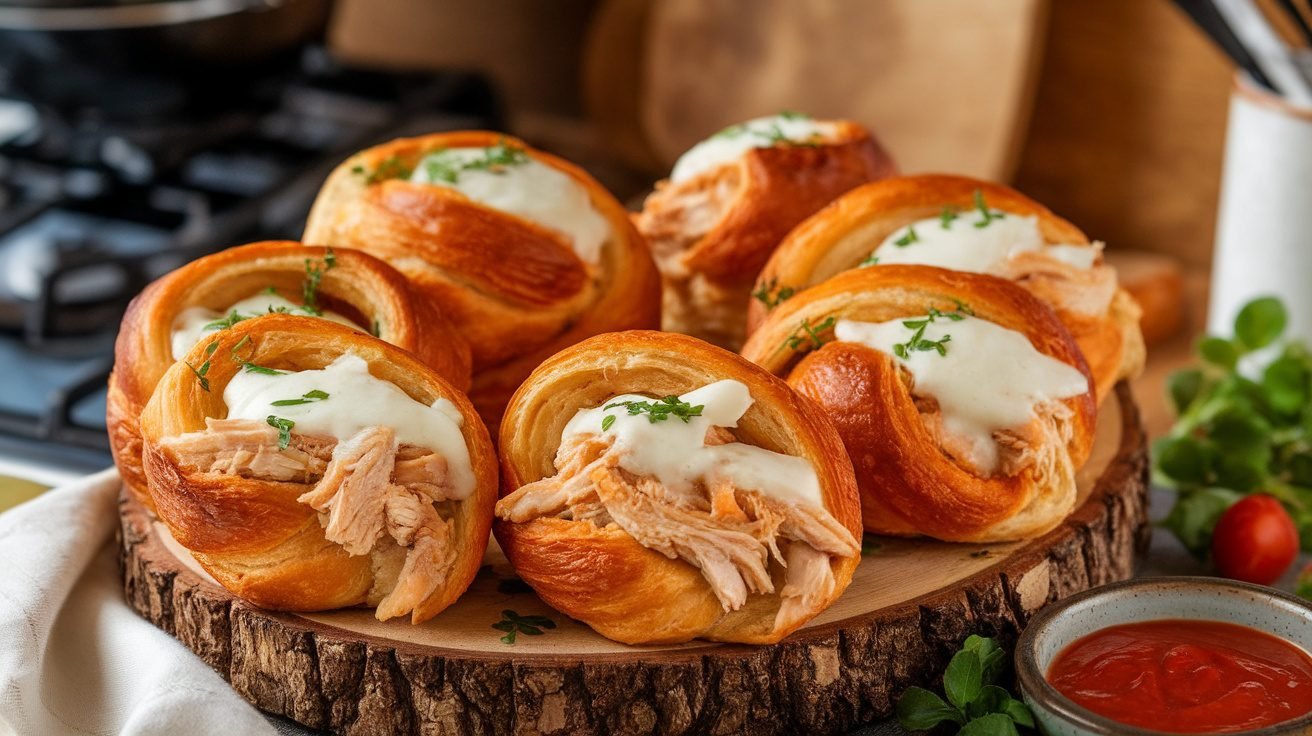 Chicken and Mozzarella Croissant Twists Recipe - Food Blasts