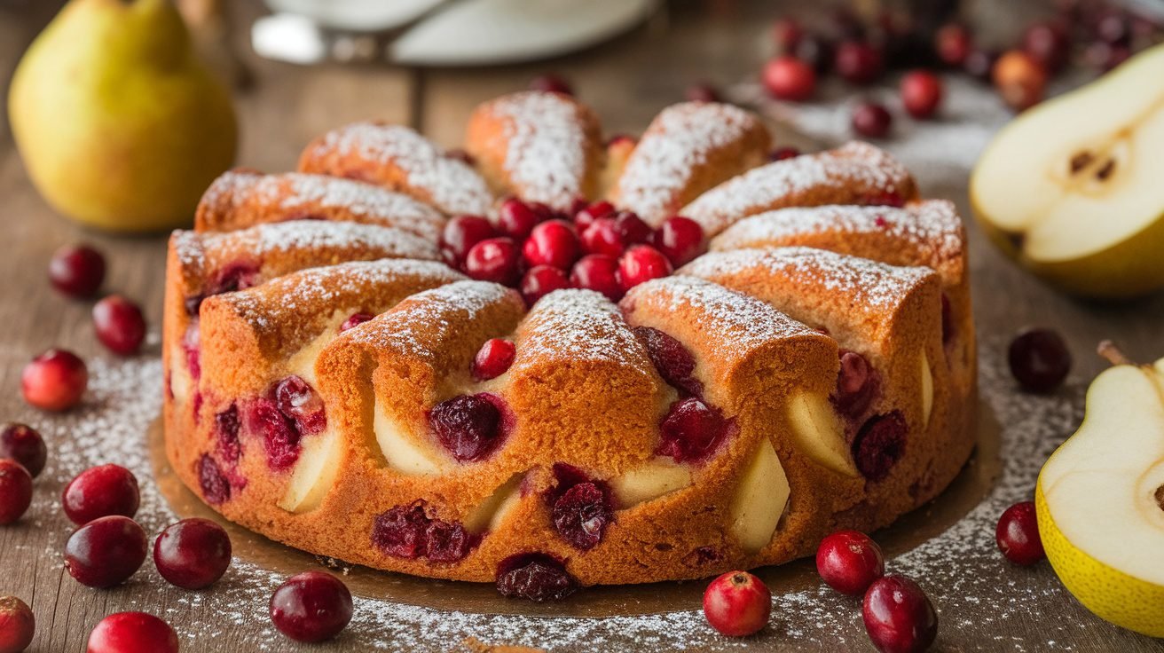 Cranberry Pear Cake Recipe - Food Blasts