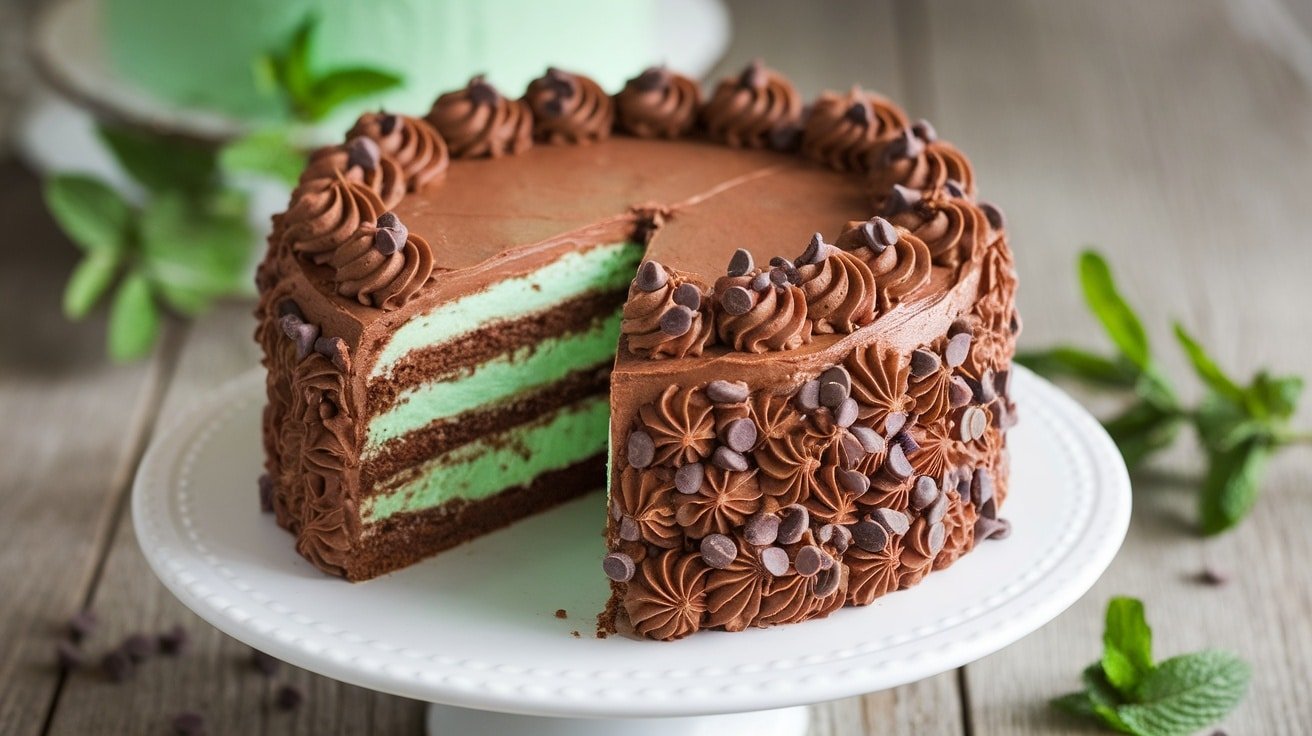 Mint Chocolate Chip Cake Recipe - Food Blasts