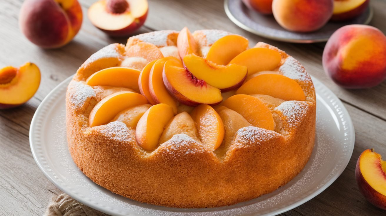 Peach Vanilla Cake Recipe - Food Blasts