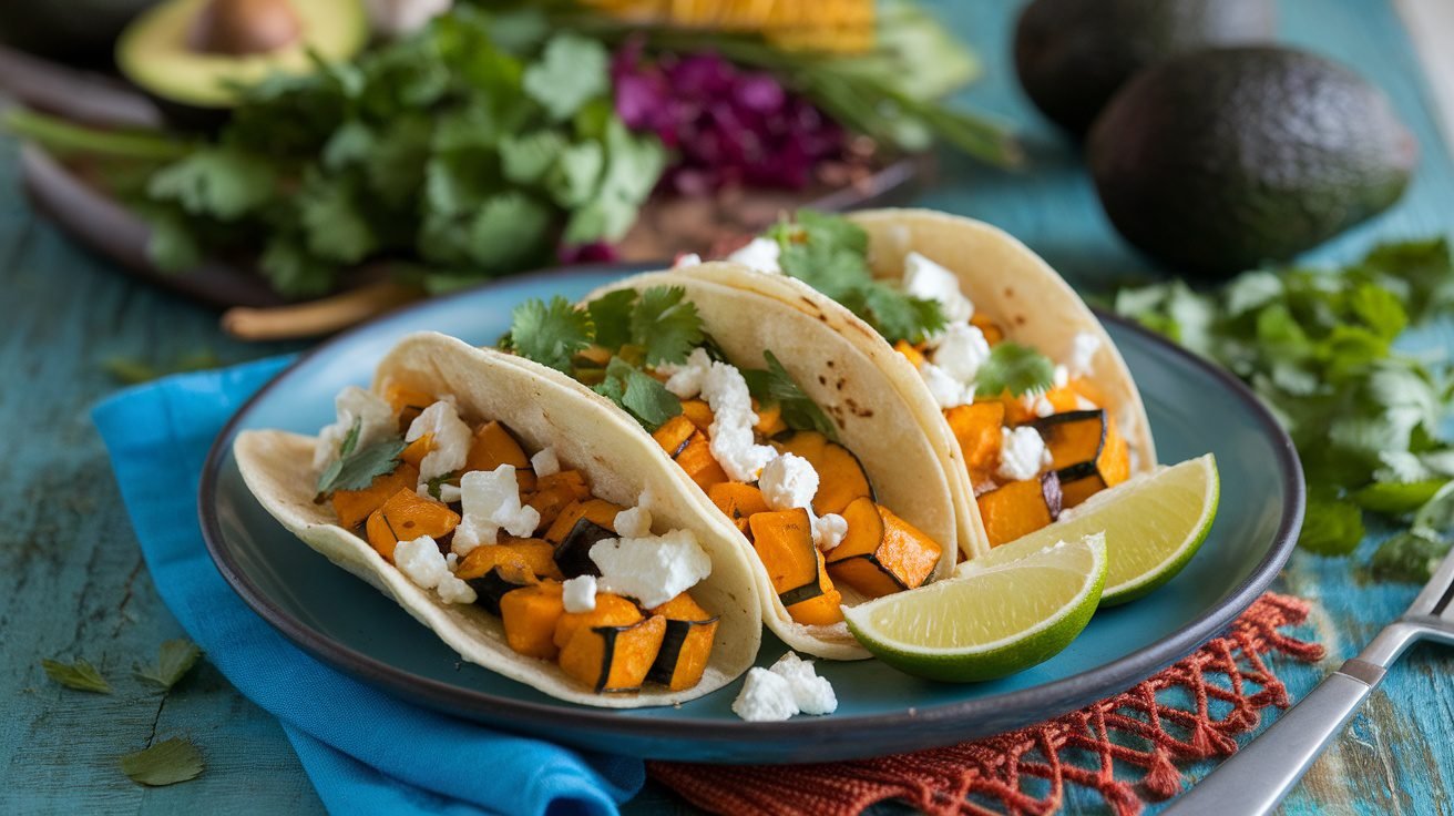 Roasted Squash and Feta Tacos Recipe - Food Blasts
