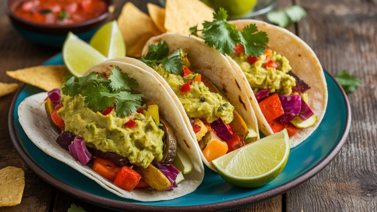 Roasted Veggie Guacamole Tacos Recipe - Food Blasts