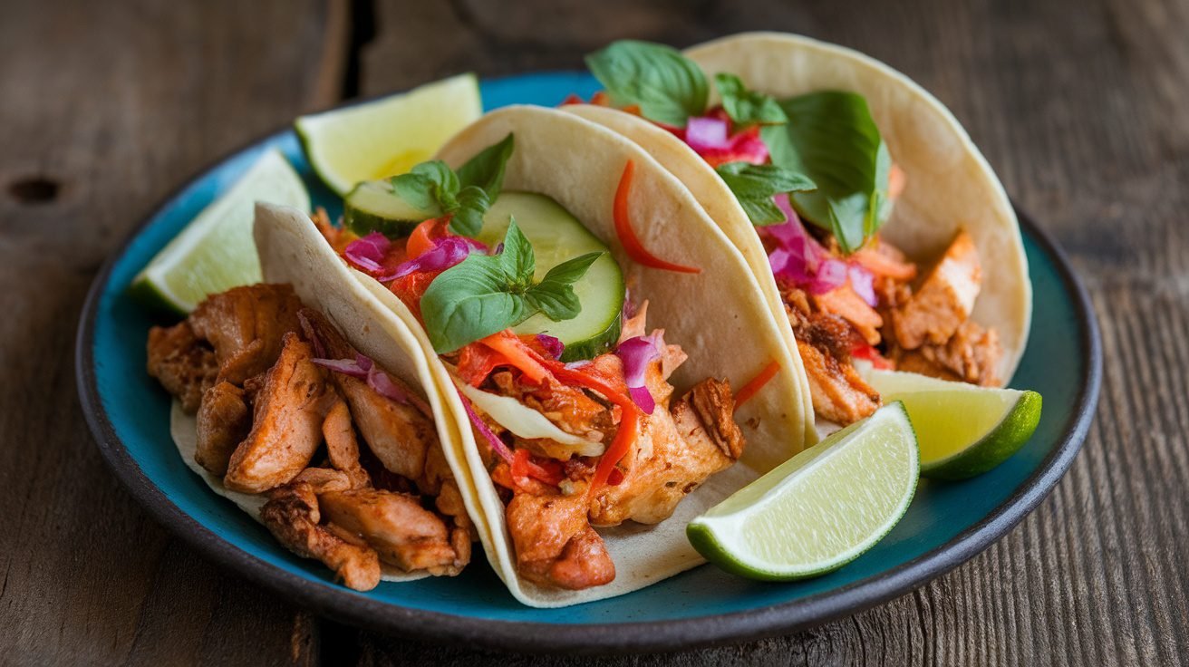Thai Basil Chicken Tacos Recipe - Food Blasts
