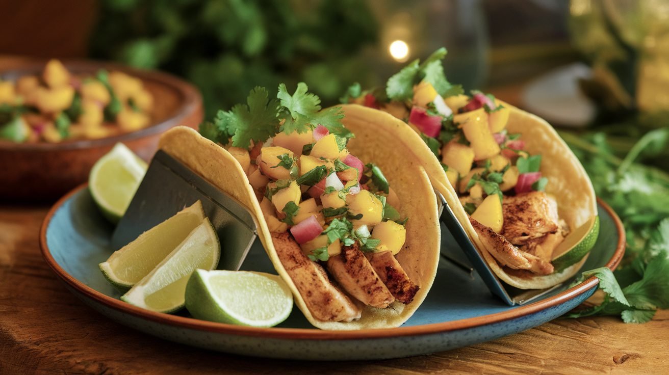 Thai Mango Chicken Tacos Recipe - Food Blasts