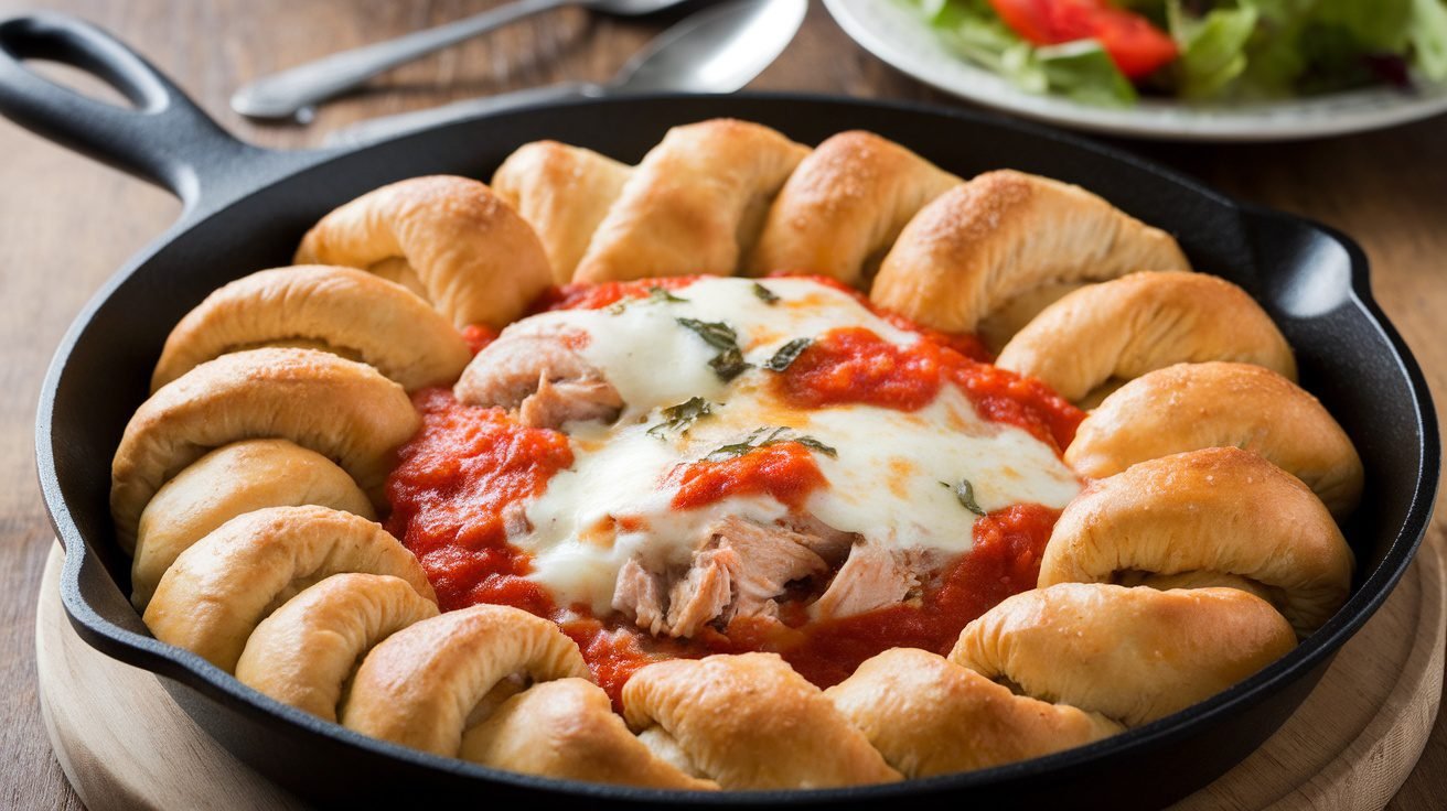 Chicken Parmesan Crescent Twist Skillet Recipe - Food Blasts