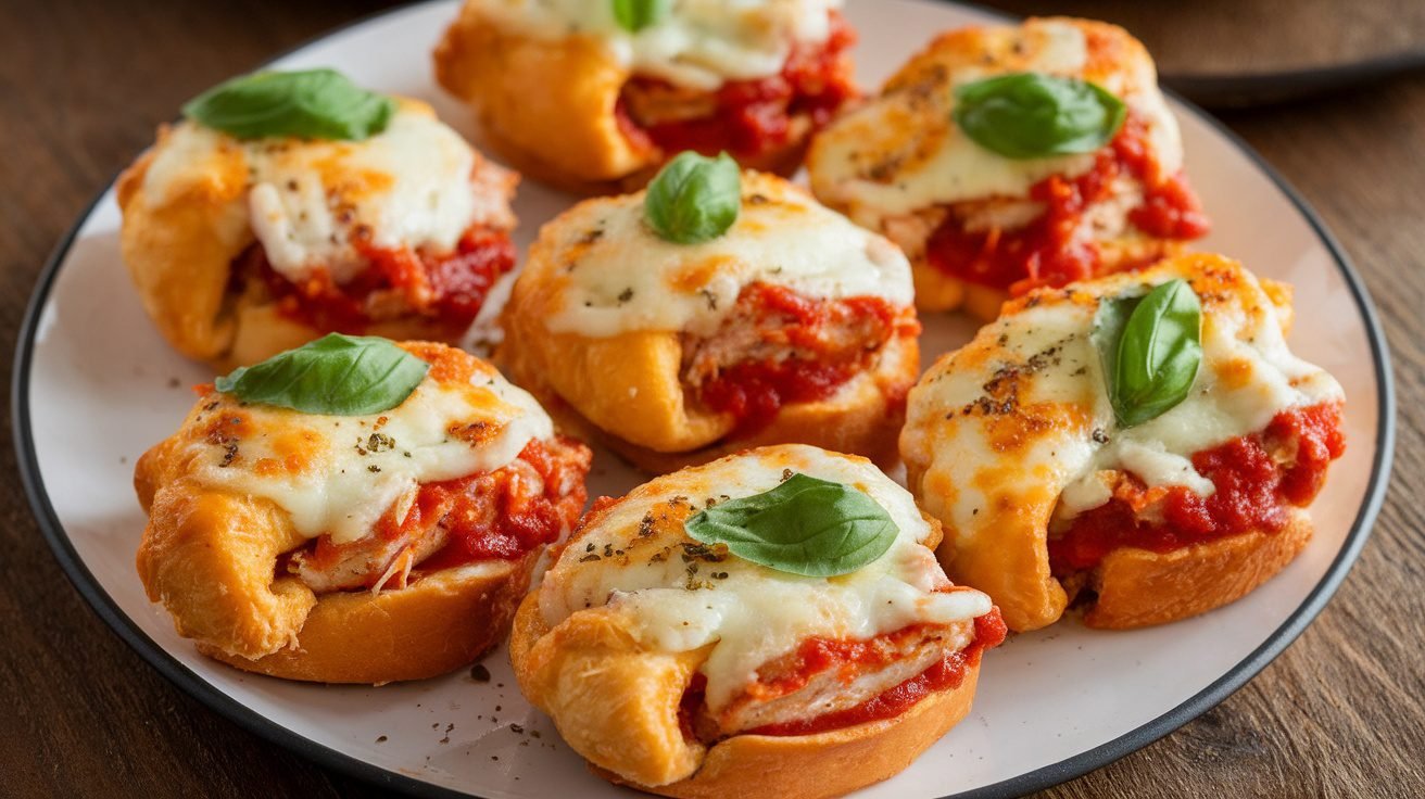 Chicken Parmesan Crescent Crostini Recipe - Food Blasts
