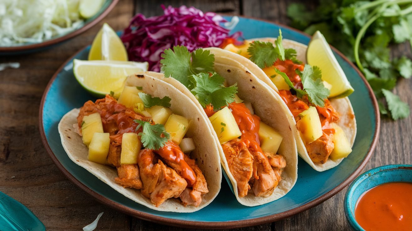 Sweet Chili Pineapple Chicken Tacos Recipe - Food Blasts