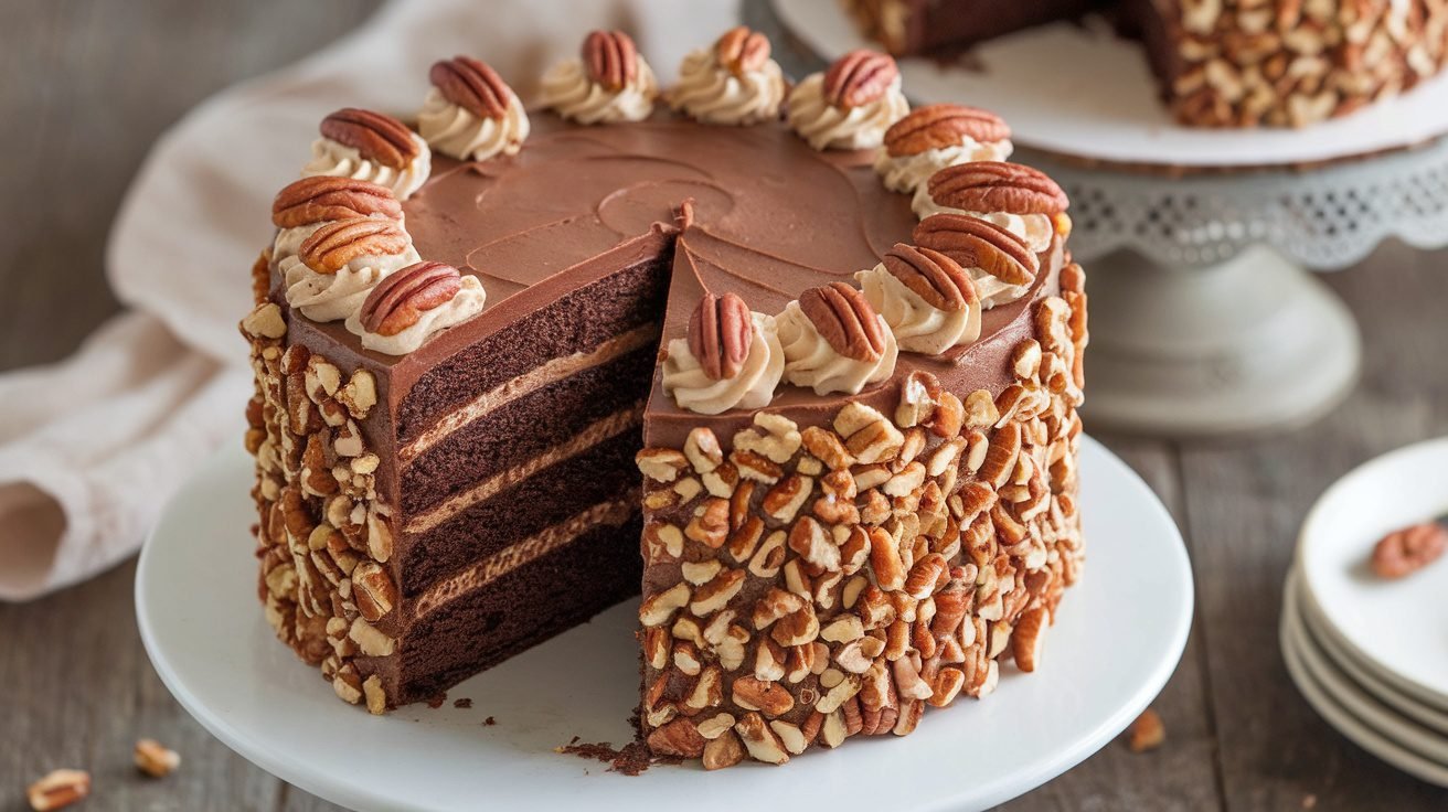 Decadent Chocolate Pecan Layer Cake Recipe - Food Blasts