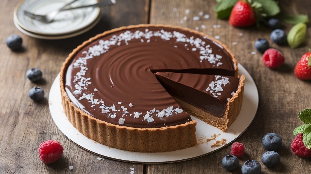 Decadent Salted Chocolate Tart Cake Recipe - Food Blasts