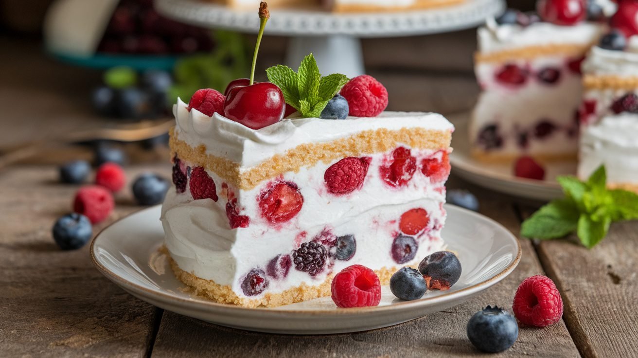 Cherry Berry Icebox Cake Recipe - Food Blasts