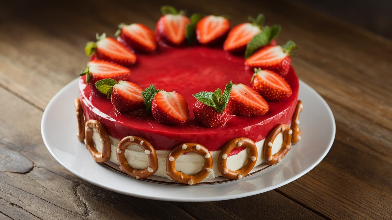 Strawberry Pretzel Cake Recipe - Food Blasts