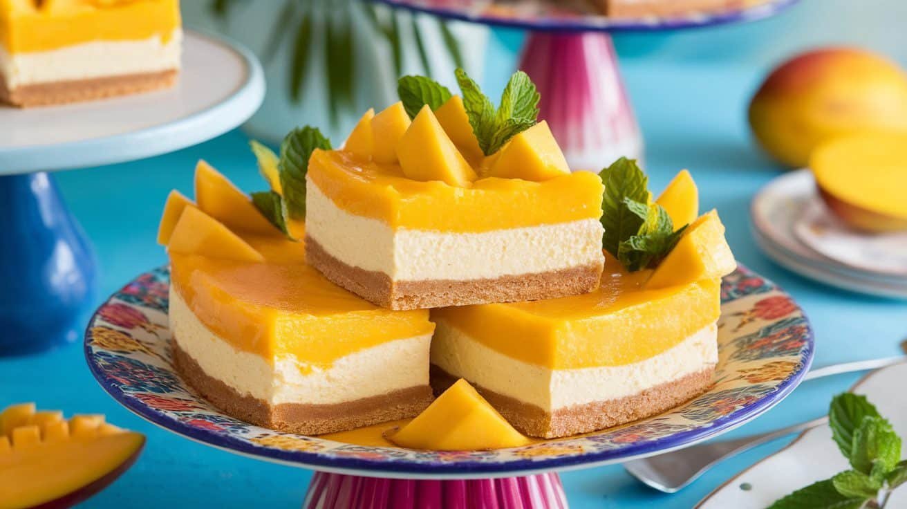 Mango Cheesecake Bars Recipe - Food Blasts