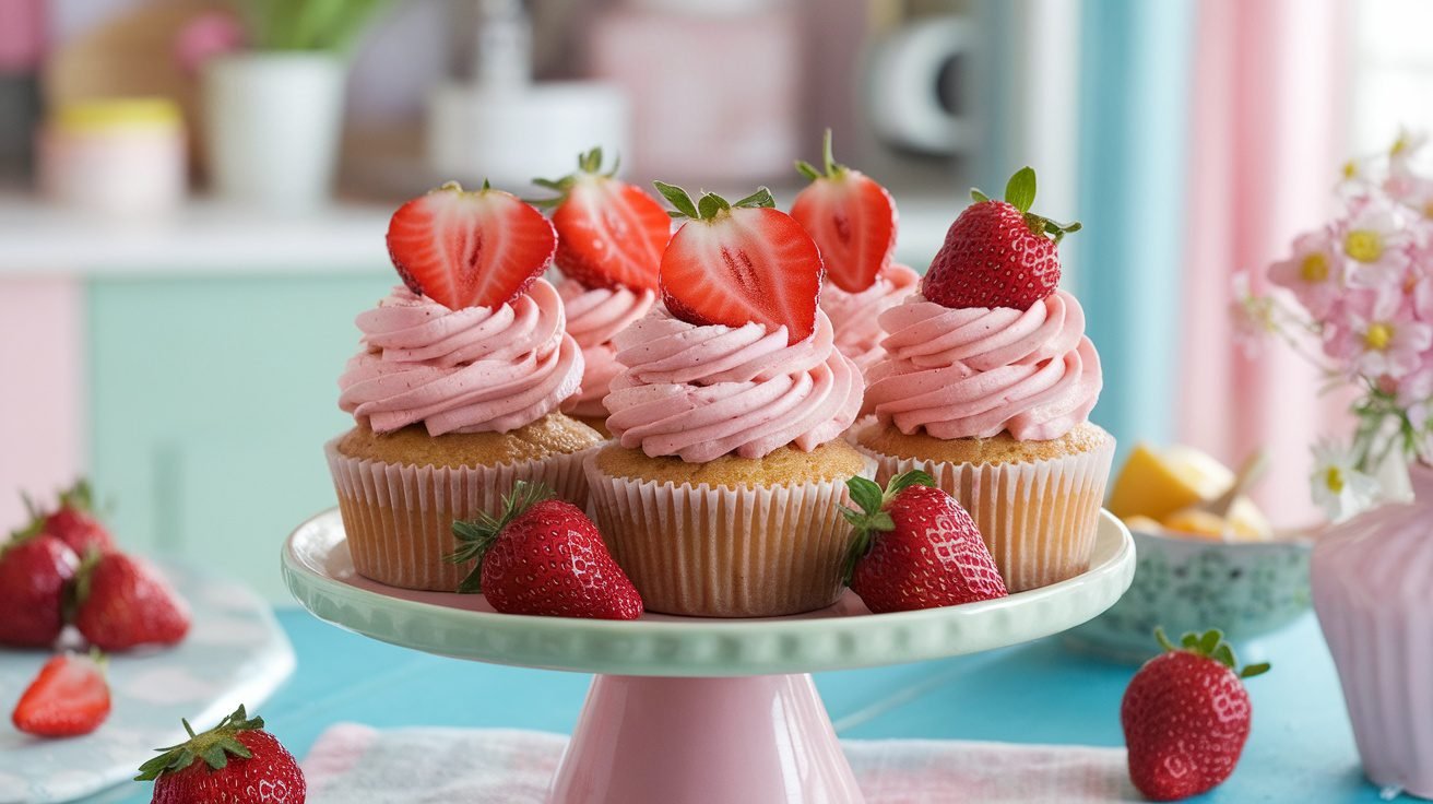 Strawberry Milkshake Cupcakes Recipe - Food Blasts