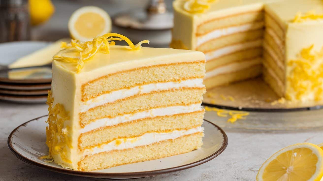 Lemon Cream Layer Cake Recipe - Food Blasts