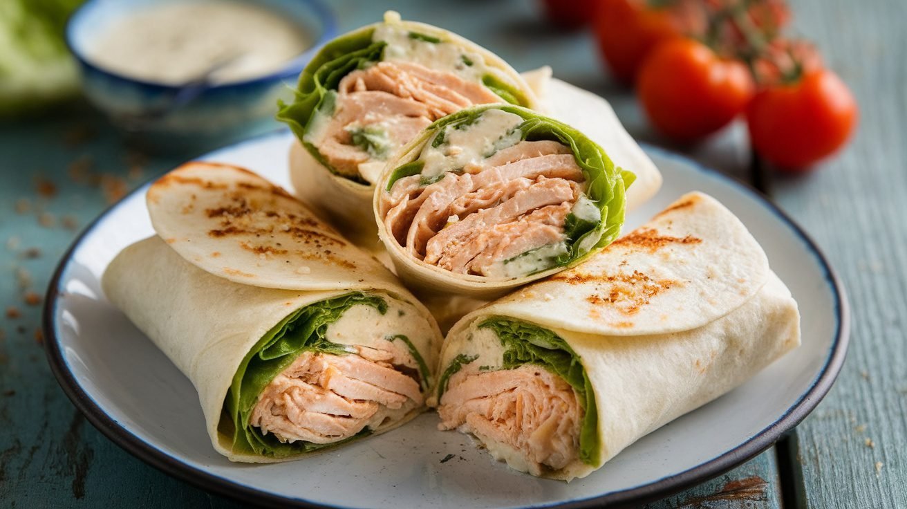 Mini Chicken Caesar Wraps Recipe - Food Blasts