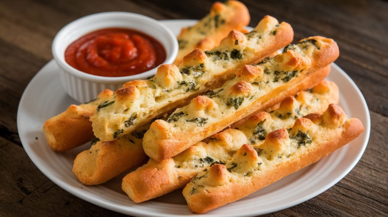 Cheesy Spinach Breadsticks Recipe - Food Blasts
