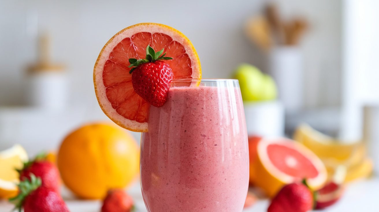 Grapefruit Strawberry Flush Smoothie Recipe - Food Blasts