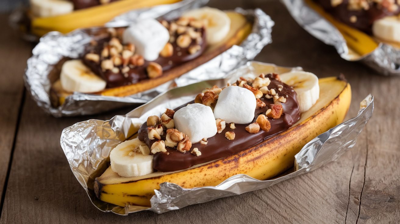 Baked Banana Boats with Dark Chocolate Recipe - Food Blasts