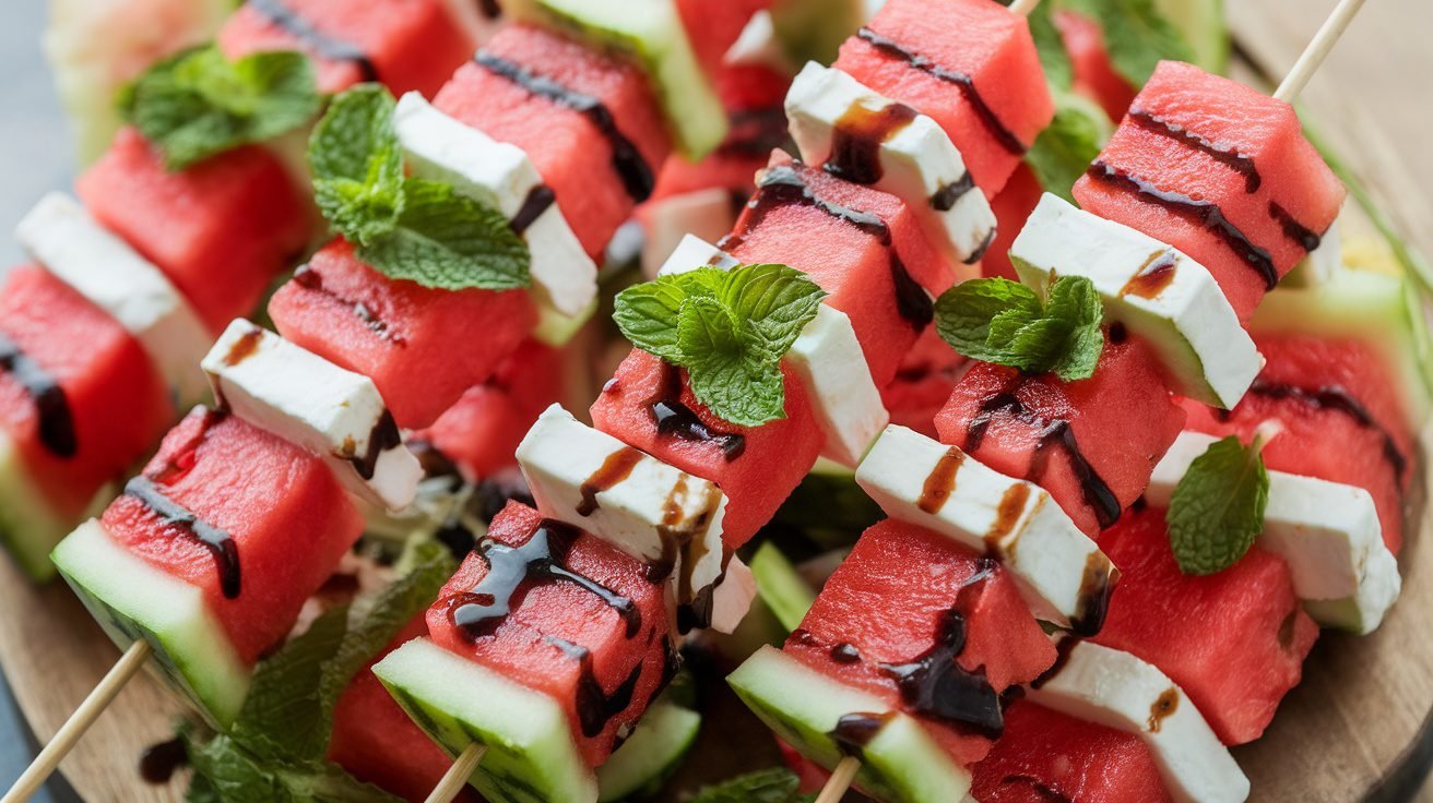 Refreshing Watermelon Feta Skewers Recipe - Food Blasts