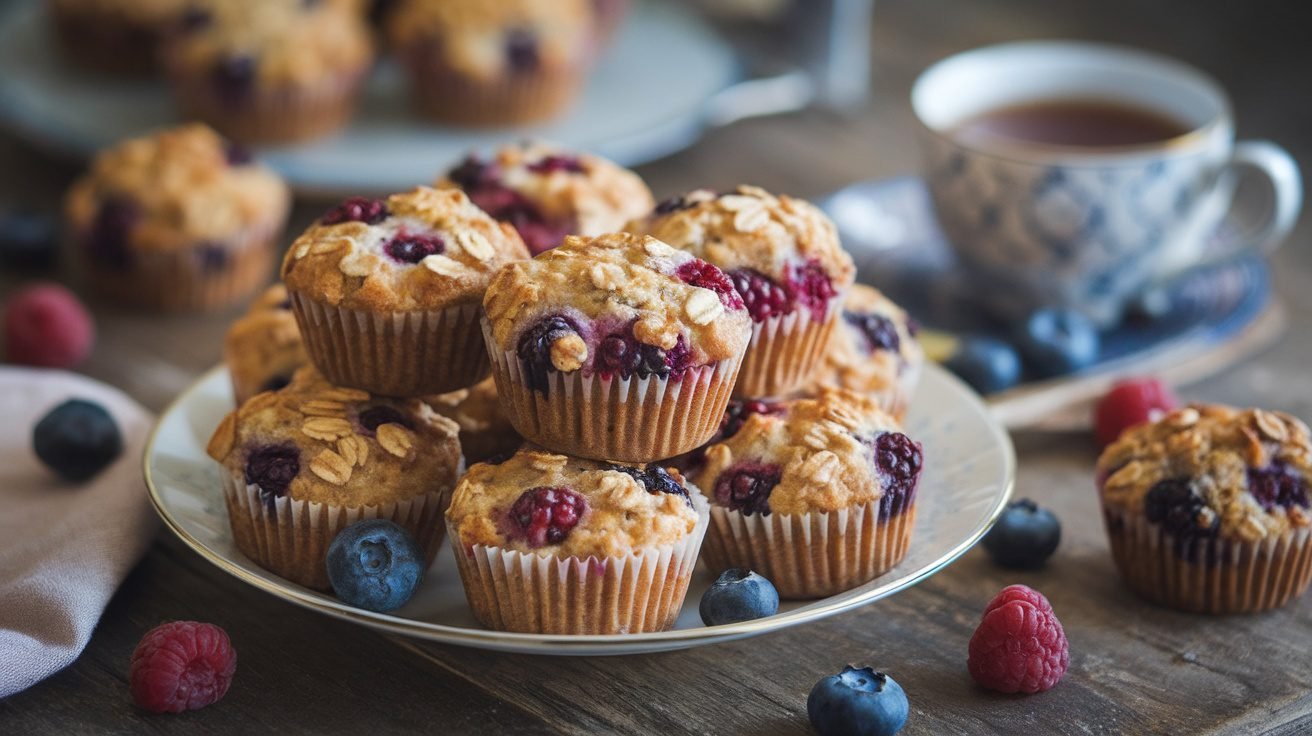 Mini Berry Oat Muffins Recipe - Food Blasts