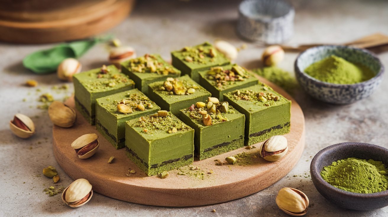 Matcha Pistachio Energy Squares Recipe - Food Blasts