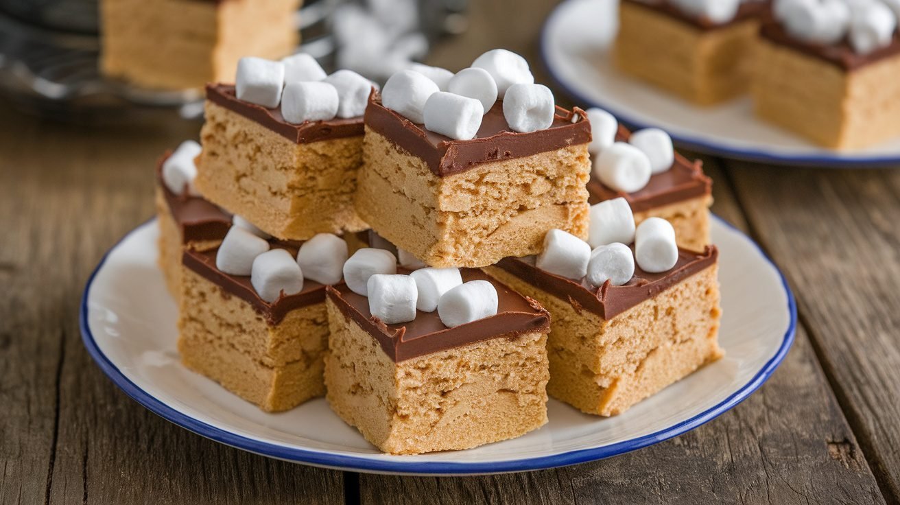 Peanut Butter Marshmallow Squares Recipe - Food Blasts