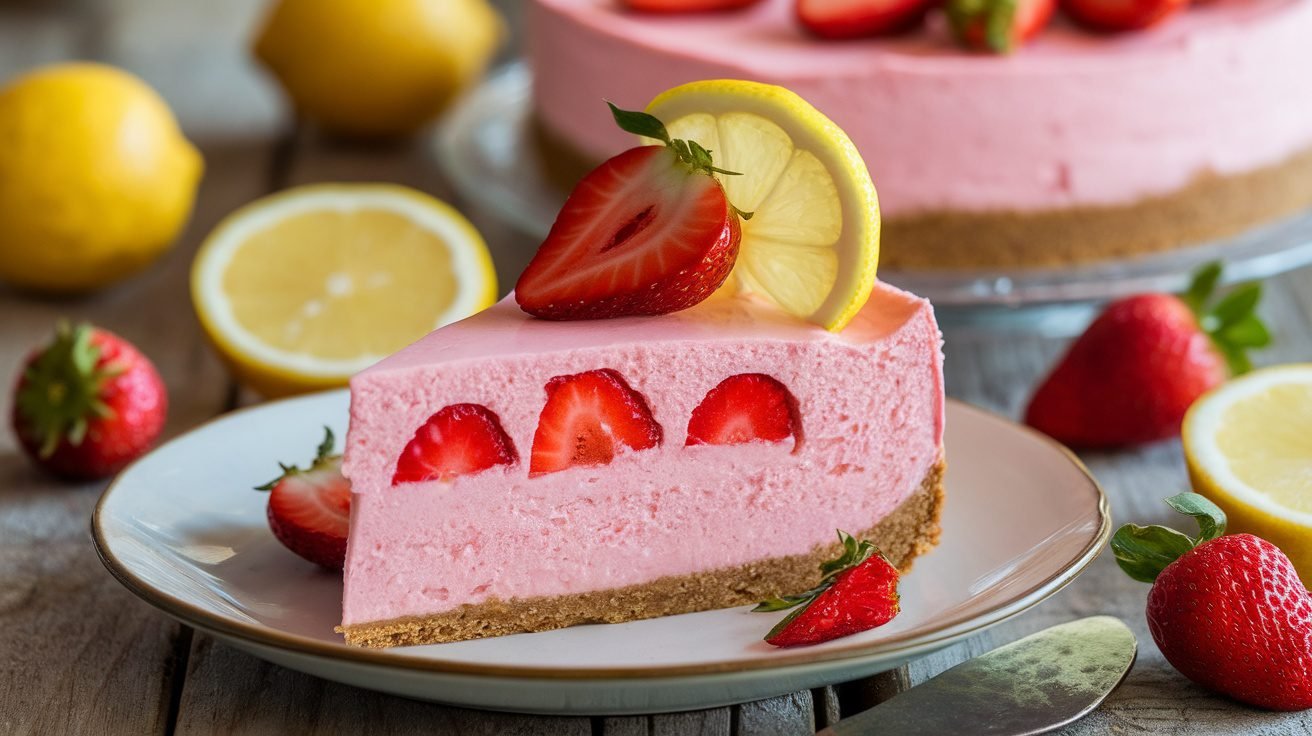 Strawberry Lemonade Cheesecake Recipe - Food Blasts