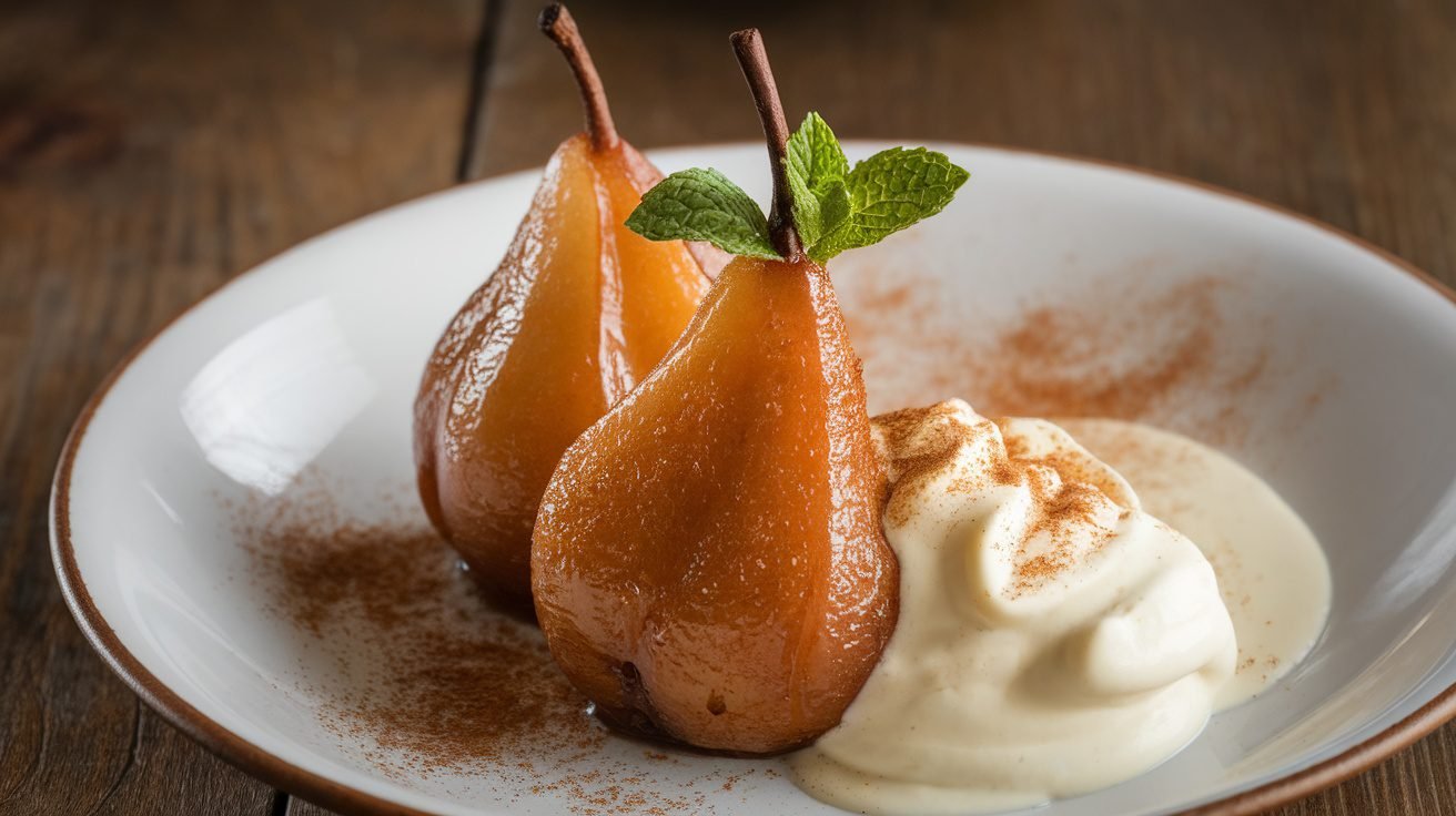 Roasted Pears with Vanilla Cream Recipe - Food Blasts