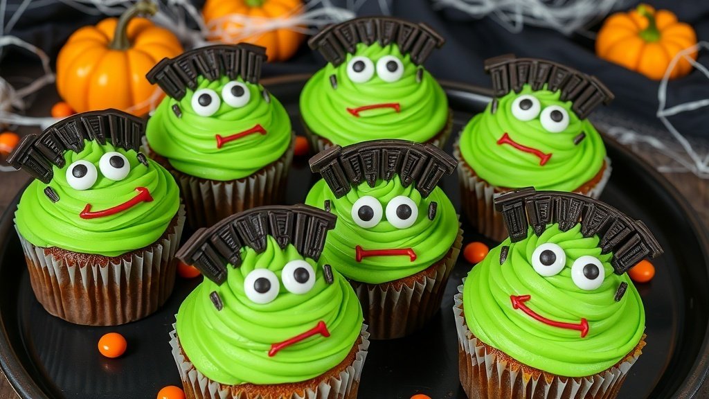 Frankenstein Cupcakes Recipe for Halloween - Food Blasts