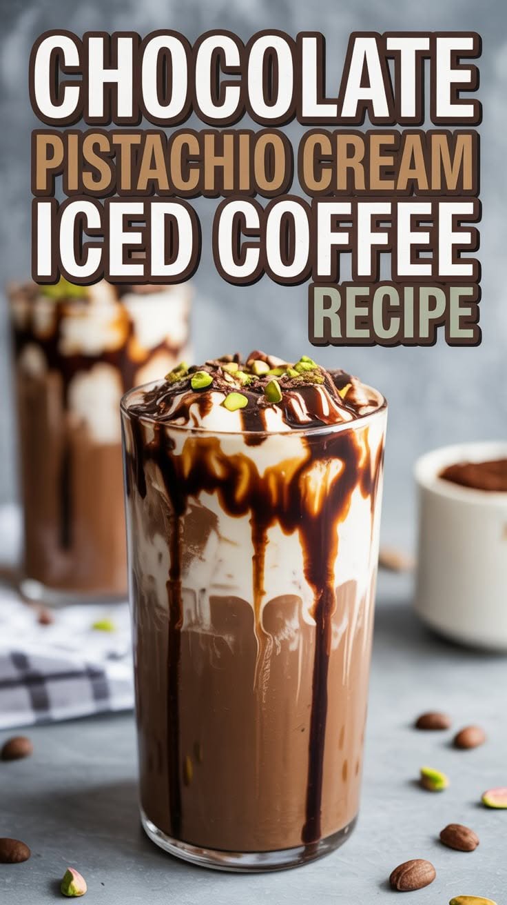 Chocolate Pistachio Cream Iced Coffee Recipe - Food Blasts