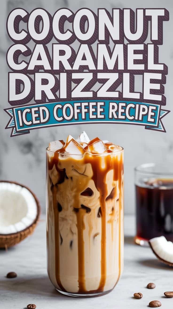 Coconut Caramel Drizzle Iced Coffee Recipe - Food Blasts