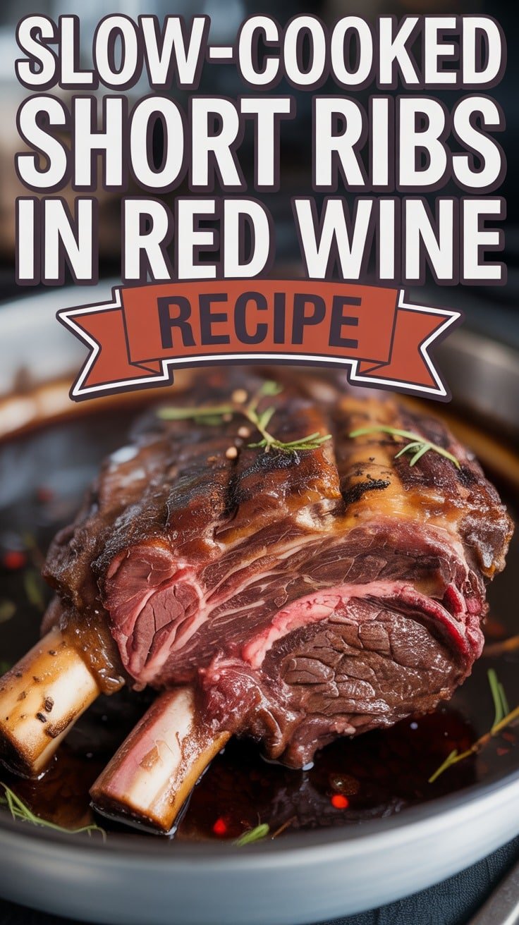 Tender Slow-Cooked Short Ribs in Red Wine Recipe - Food Blasts
