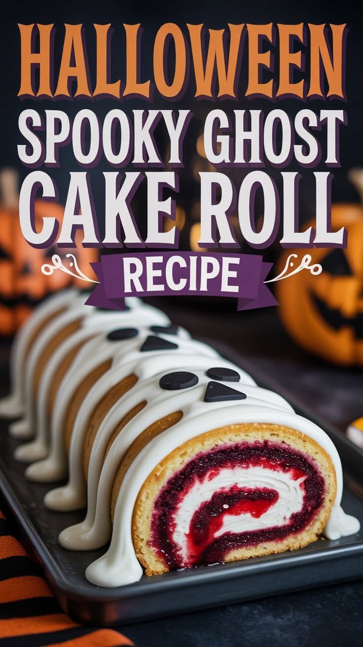 Spooky Ghost Cake Roll Recipe for Halloween - Food Blasts